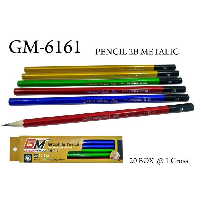 Jual SUPER SALE Pensil 12 biji 2B metalik GM6161 | Shopee Indonesia