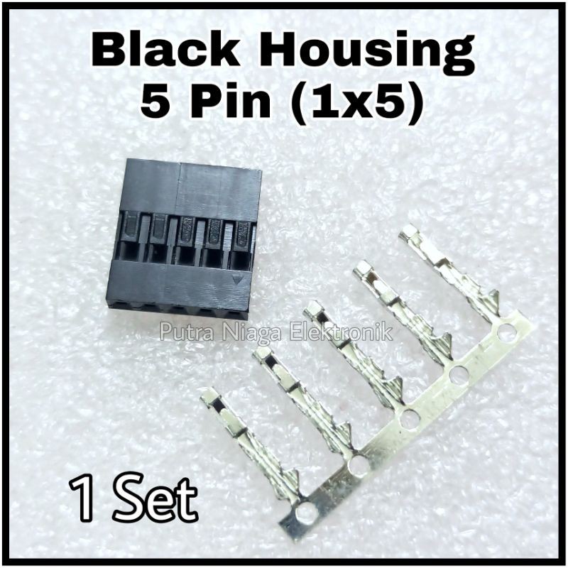 Jual (1 Set) Black Housing 5pin / Konektor Jumper Hitam 5 pin / Dupont ...