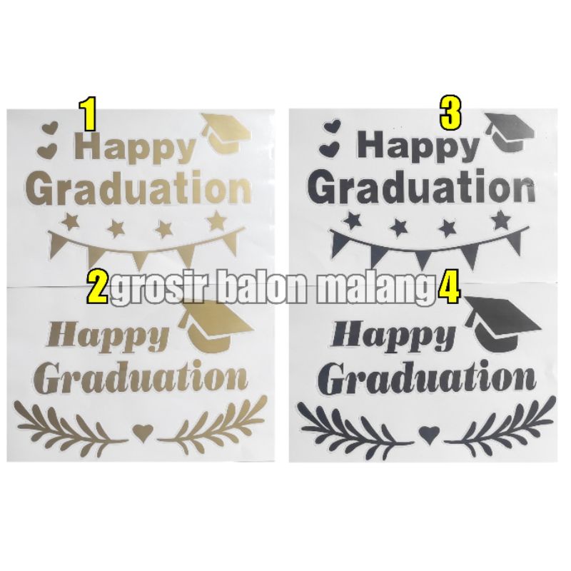 Jual stiker sticker balon bening bobo pvc happy graduation wisuda ...