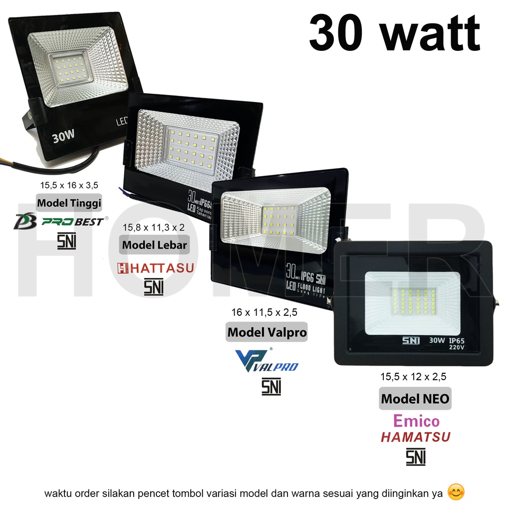 Jual lampu led sorot / tembak / floodlight / outdoor lapangan 30w 30 w 30watt 30 watt probest ...