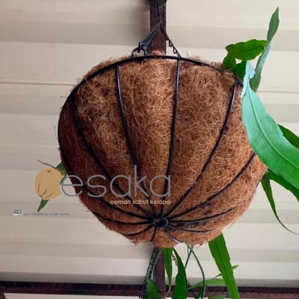 Jual Pot bunga tali gantung besi tebal model mangkuk cocofiber lem kuat ...
