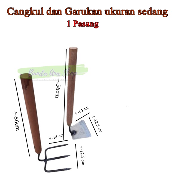 Jual 1 Pasang - Cangkul & Garukan Sedang gagang kayu serbaguna pacul ...