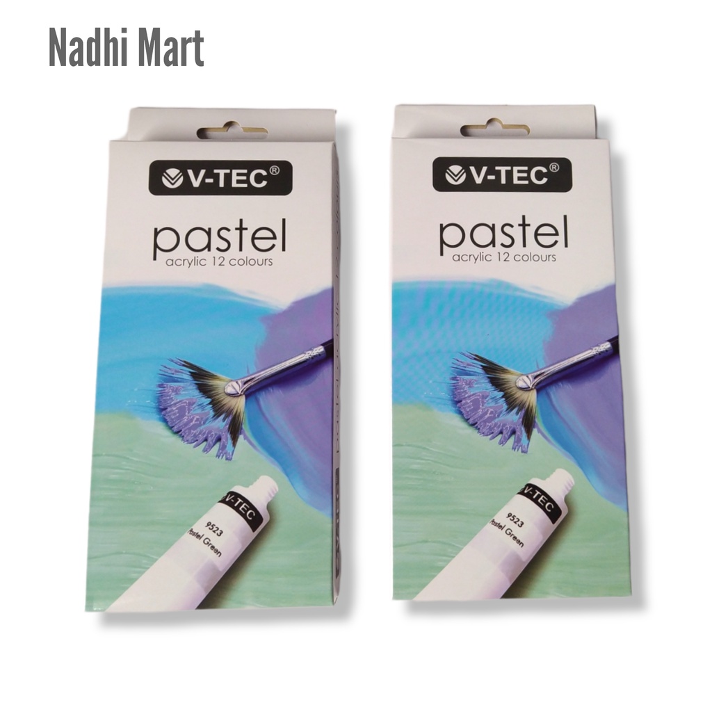 Jual V-TEC CAT ACRYLIC PASTEL 12 WARNA / CAT AKRILIK VTEC SET PAINT ...