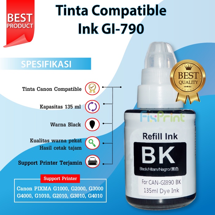 Jual Tinta Premium Ink Canon 135 70ml Refill Printer G1000 G2000 G3000 ...