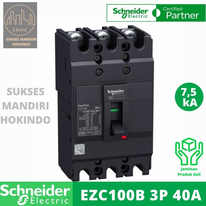Jual MCCB 3 Phase 40 Ampere 3p 40a Original SNI Schneider EasyPact EZC100B | Shopee Indonesia