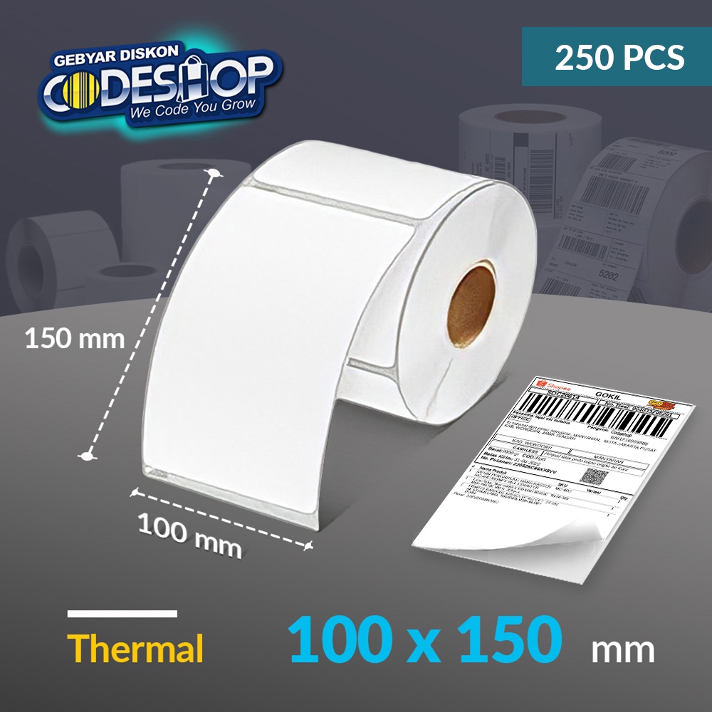 Jual Codeshop Label Thermal 100 x 150 mm A6 1 Line Stiker Printer ...