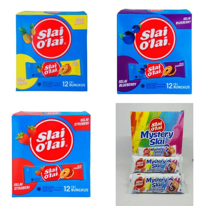 Jual Slai Olay Biskuit Selai Strawberry, Blueberry, Nanas, Mystery Slai ...