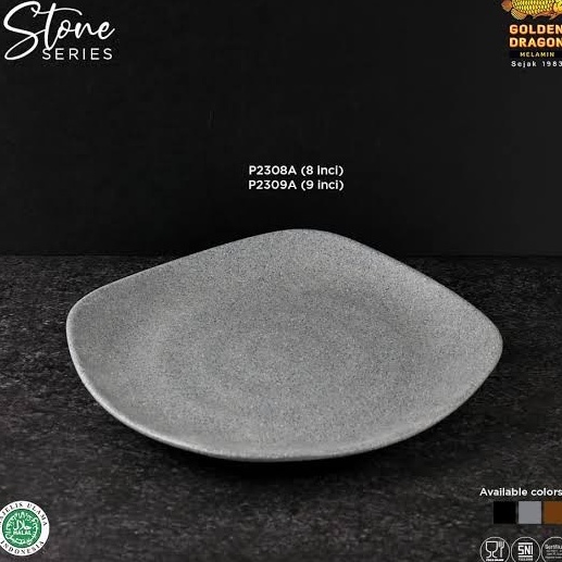 Jual Piring Segi Kotak Melamin Batu Tembikar Stone Series Premium ...