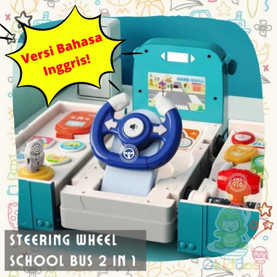 Jual School Bus 2 in 1 Bus Steering Wheel Tayo Bus Mainan Anak - Biru ...