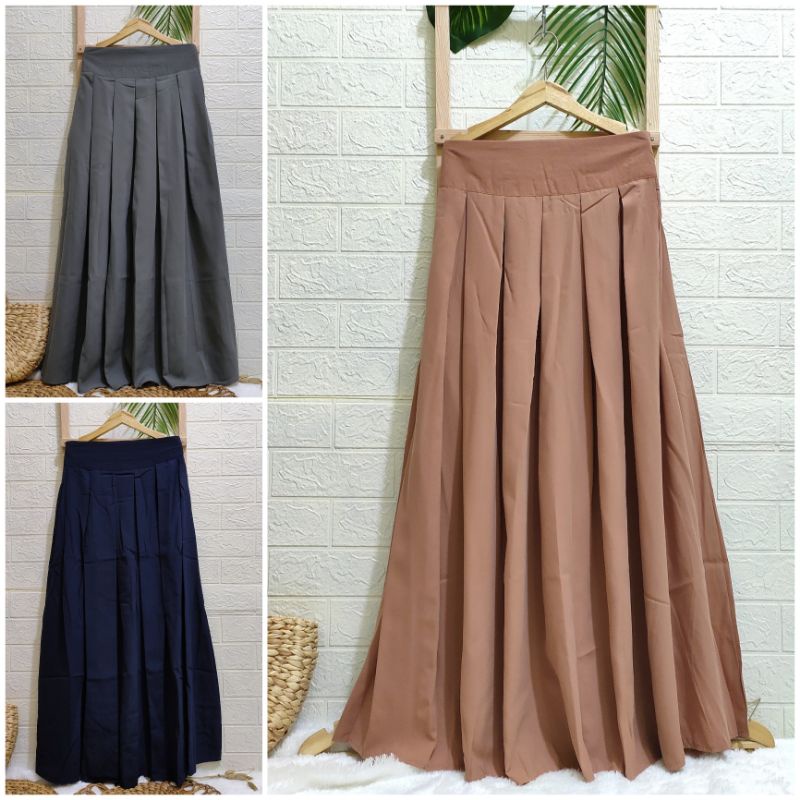 Jual Rok rempel bahan wolfis / rok payung woolpeach / rok kerja kuliah ...