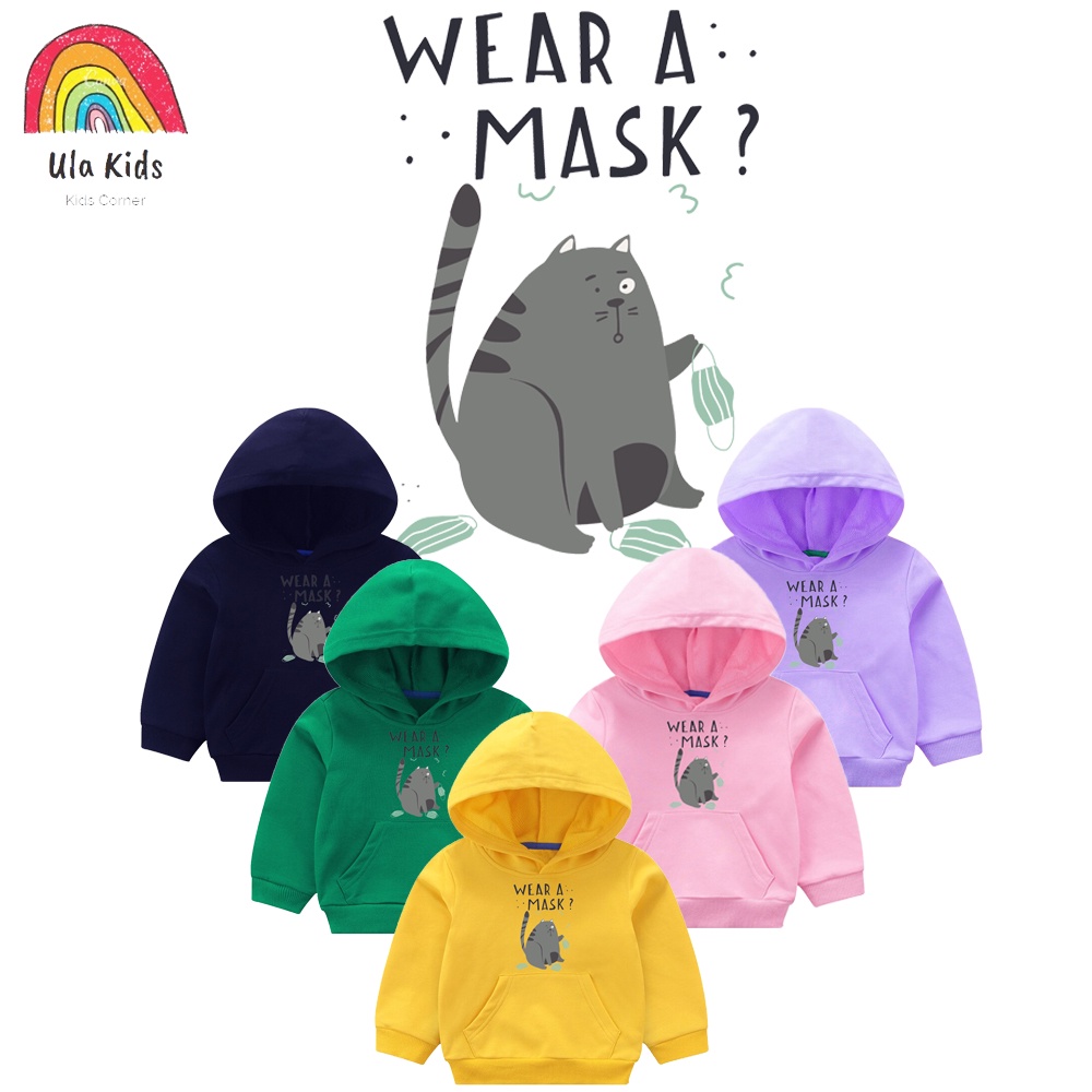 Jual Sweater Anak Hoodie Anak Motif Kucing Memakai Masker Usia (1-5thn ...
