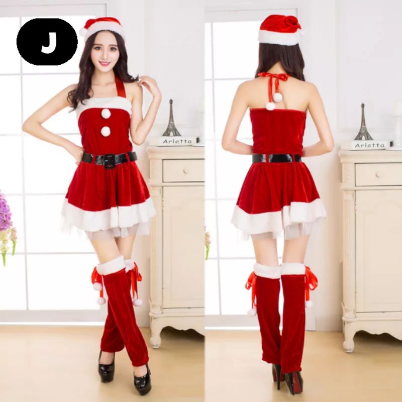 Jual COSPLAY CHRISMAST DRESS GAUN NATAL KOSTUM VELVET ANGGUN SEKSI ...