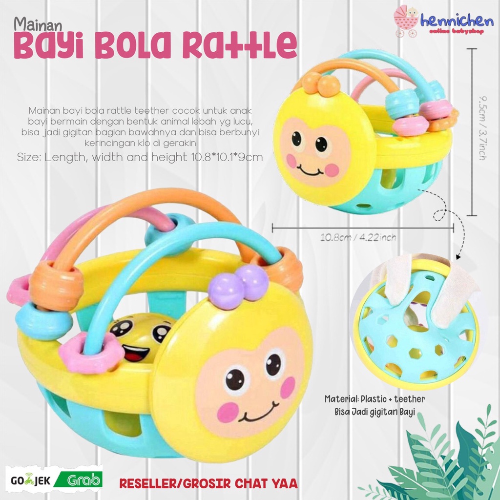 Jual Mainan Bayi Bola Rattle/Teether/Kerincingan Lebah/Mainan Genggam ...