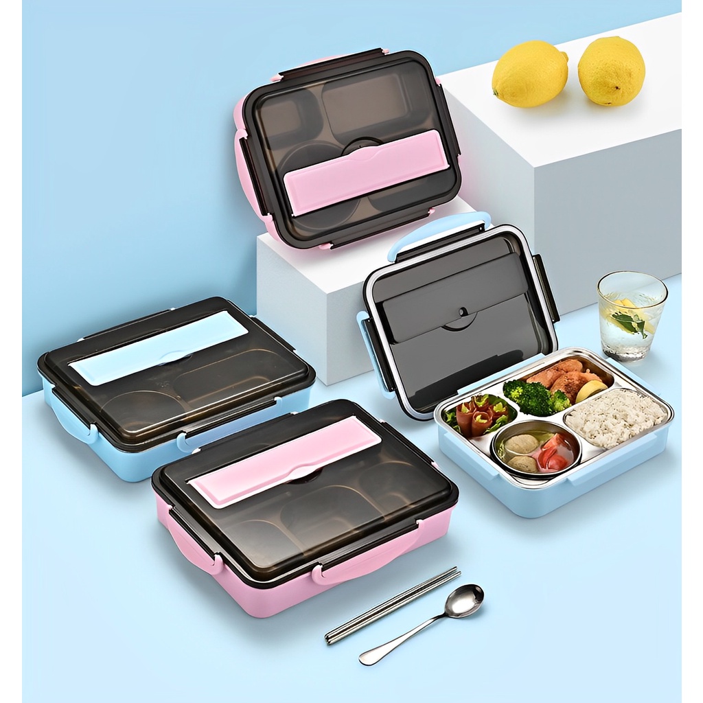Jual LUNCH BOX KOTAK MAKAN 4 SEKAT STAINLESS 1500ML | Shopee Indonesia