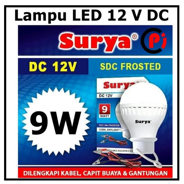 Jual SURYA Lampu LED 12V DC 9 Watt Plus Kabel Jepit Ke Baterai Aki SDC ...