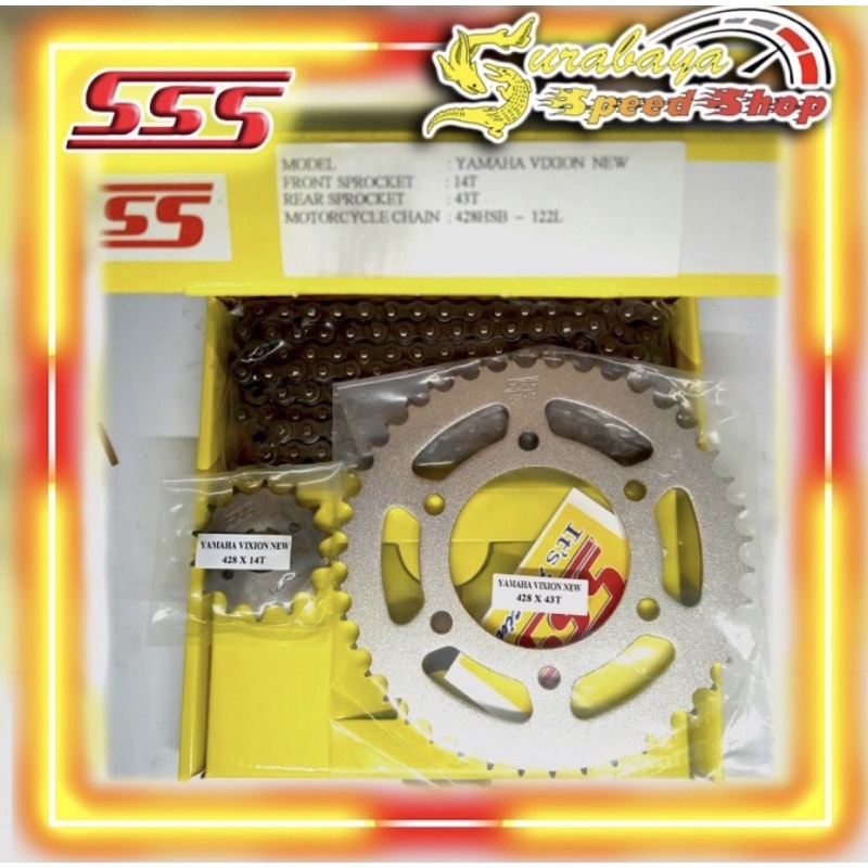 Jual SSS Chain Kit Gear Set Vixion New Lighting NVL NVA Gear Depan Belakang Rantai Original SSS ...