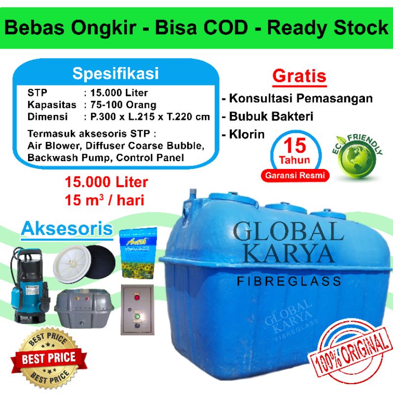 Jual Septic Tank STP Biofilter / IPAL 15000 Liter / Sewage Treatment ...