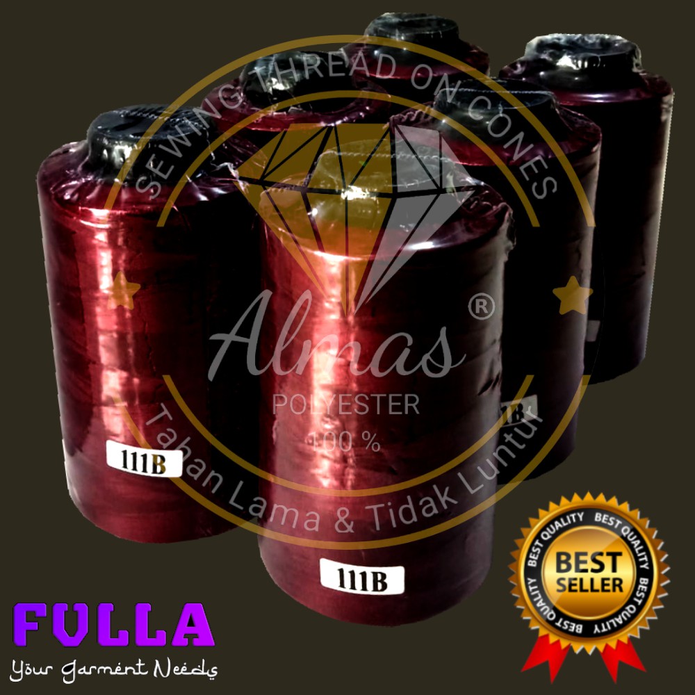 Jual Benang Jahit Almas Warna 111B Merah Marun 3500 yard Isi 6 pcs ...