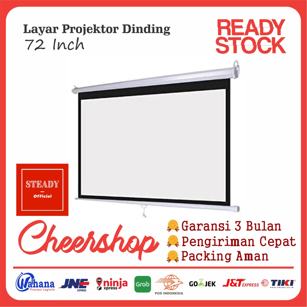 Jual Layar Proyektor Dinding Screen Projector Wall Wallscreen 72inch ...