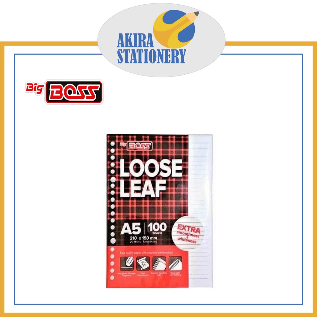 Jual Loose Leaf BIG BOSS A5 100 Ruled - 20 Holes / Kertas Binder File BIGBOSS Kecil Bergaris Isi ...