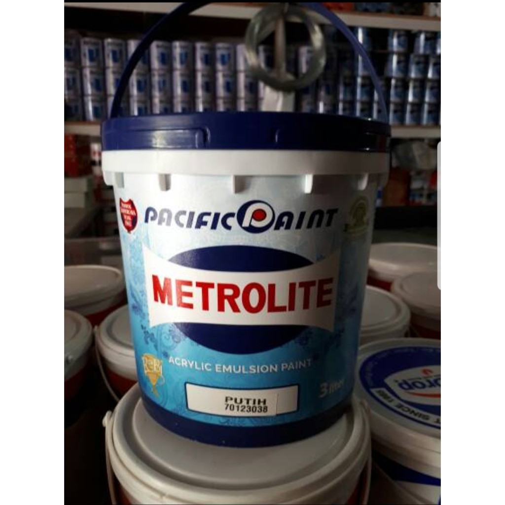 Jual Cat Tembok Putih Metrolite Galon 5kg/ Pacific Paint 3 Liter/ 5 kg/ 3L | Shopee Indonesia