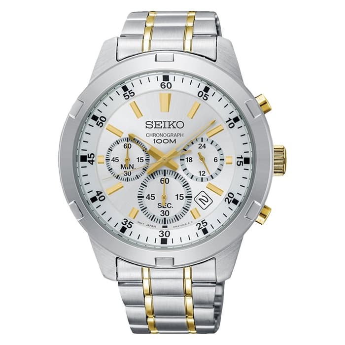 Jual Seiko Chronograph SKS607P1 Men Silver Dial Dual Tone Stainless Steel | Shopee Indonesia