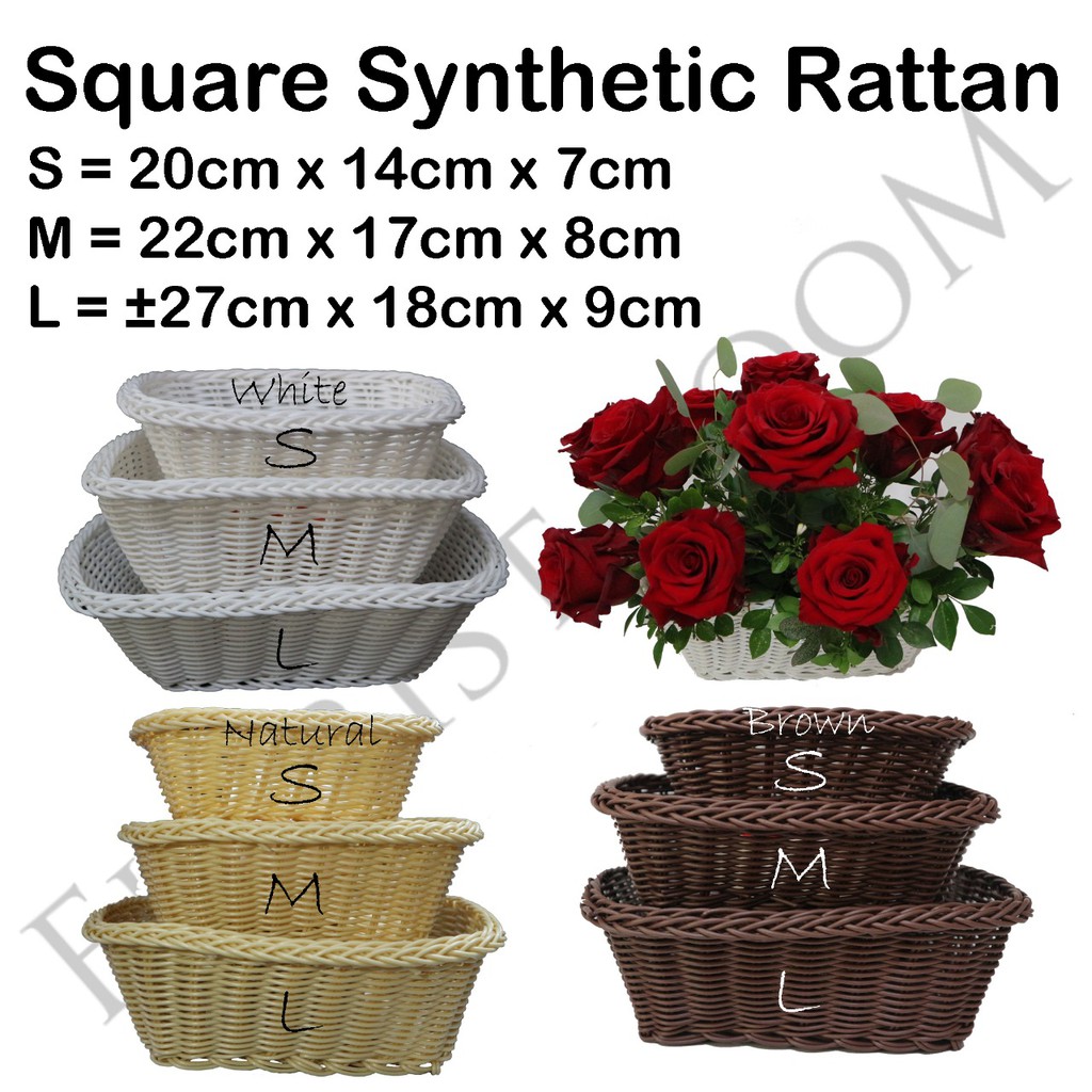 Jual Square Synthetic Rattan - Keranjang Bunga - Floral Basket ...