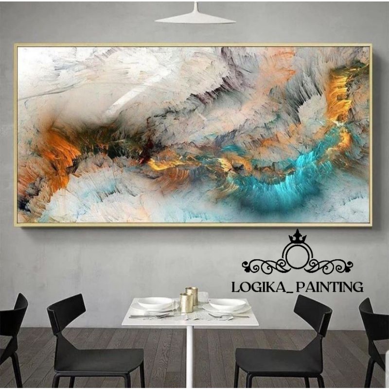 Jual lukisan dinding abstrak|kanvas minimalis Hanmade|hiasan dinding | Shopee Indonesia
