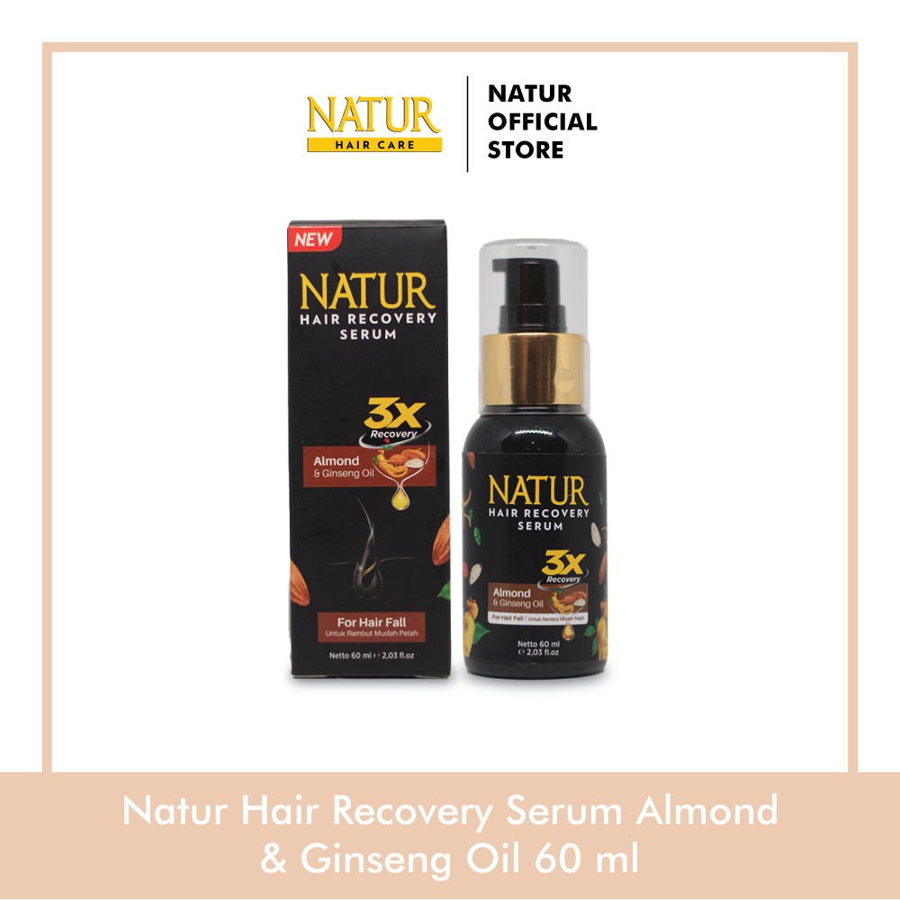 Jual Natur Hair Recovery Serum Almond & Ginseng Oil 60 ml - Paket ...