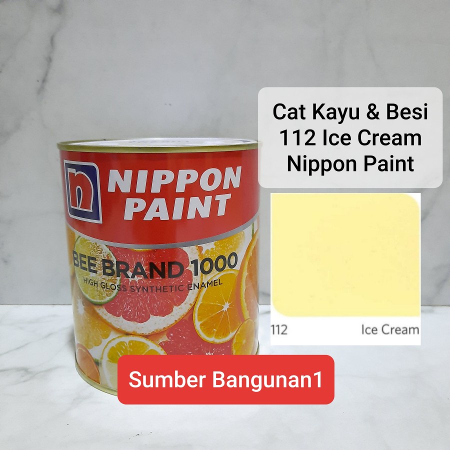 Jual Cat Kayu besi 112 ice cream nippon paint minyak putih bee brand ...