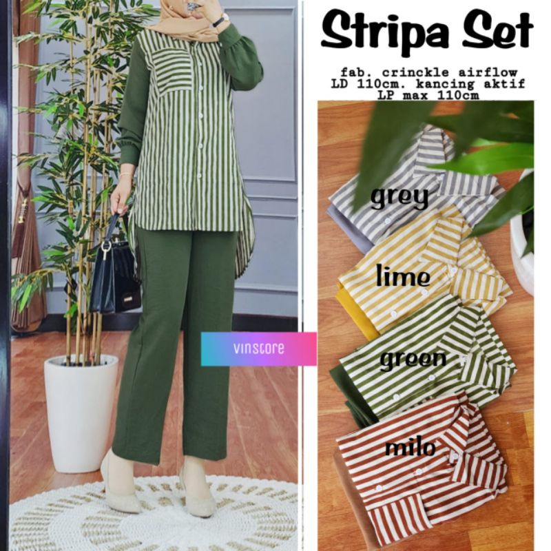 Jual Stripa Set,Bahan Crinkle AirFlow,Ld 110cm,Kancing Aktif,Lp Max 110cm Ori Vinstore | Shopee ...