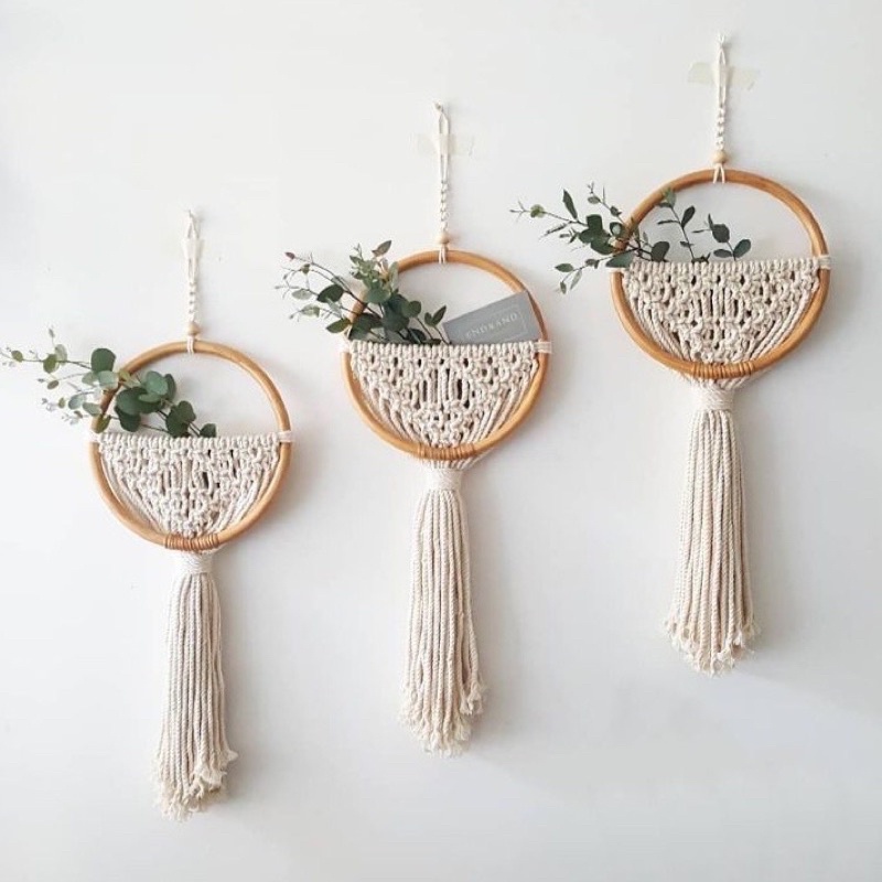 Jual vas ring rotan pot bunga dinding macrame | Shopee Indonesia