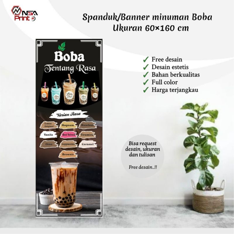 Jual Cetak banner/spanduk, spanduk minuman Boba, Bisa request & free ...