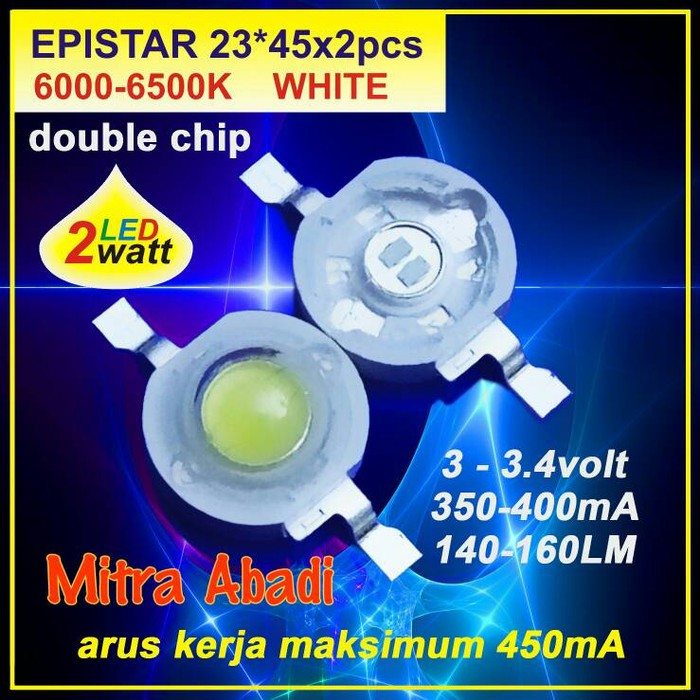 Jual HPL 2 Watt EPISTAR White/Putih 6500K DOUBLE CHIP 350-400 mA ...