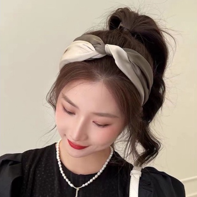 Jual Town Shell - Cley Two Tone Satin Head Band / Bando Korea Simple ...