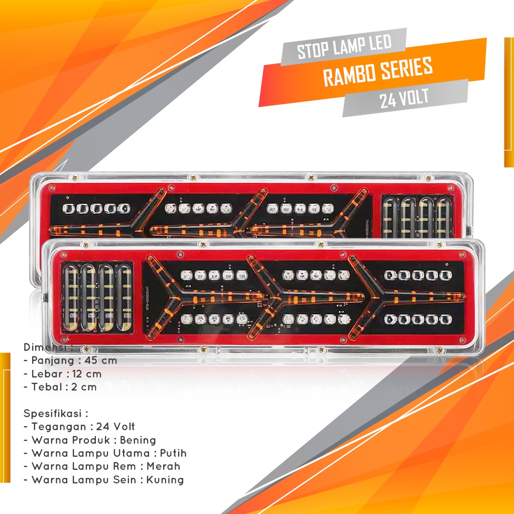 Jual Lampu Stop Lamp LED Truk Lambo 5 Mode 46 Cm 24Volt Lampu Variasi ...