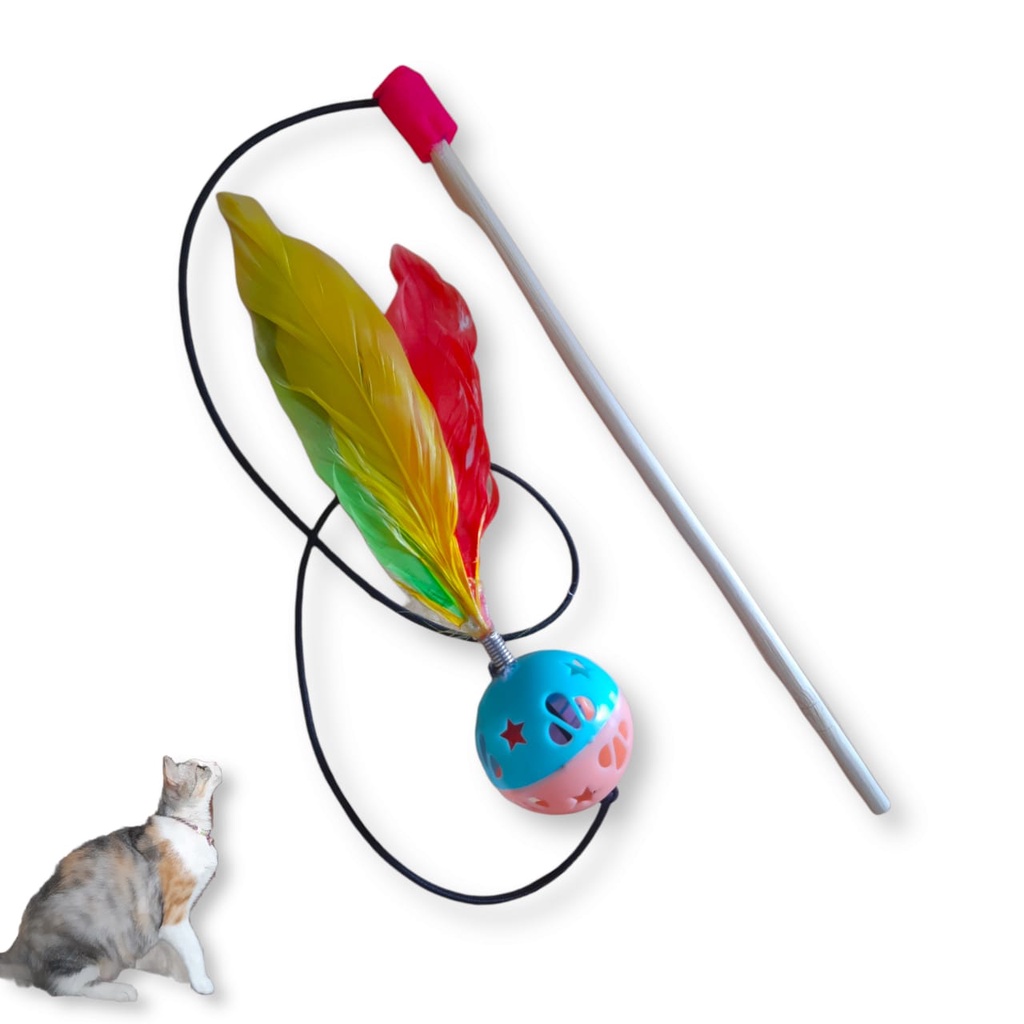 Jual Cat Toys Stick Bulu Rainbow - Mainan Kucing Stik Bulu Warna ...