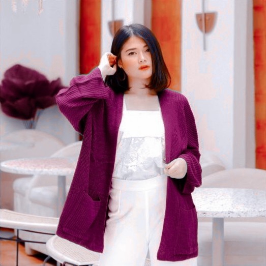 Jual Cardigan Wanita Loocy Bahan Rajut | Baju Atasan Wanita Model Cardy Oversize Bahan Rajut ...