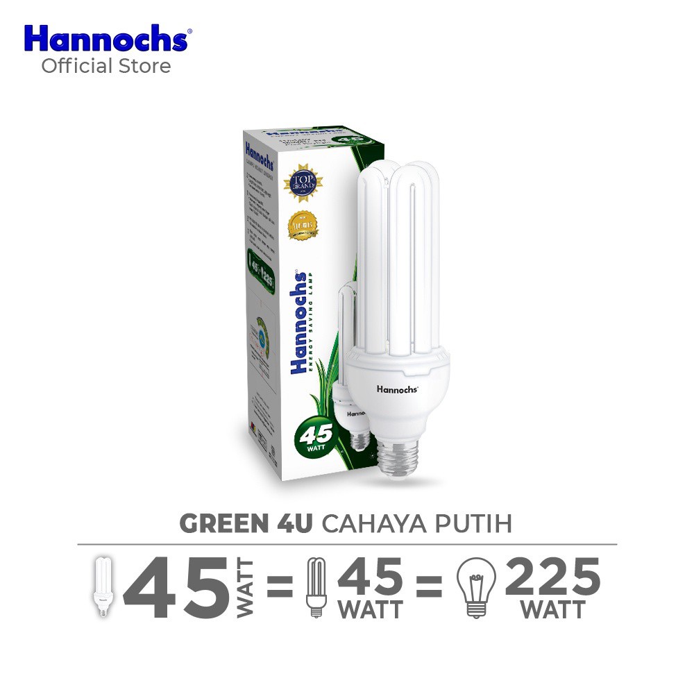 Jual Hannochs - Lampu Hemat Energi 4U - 45 watt - cahaya Putih | Shopee Indonesia