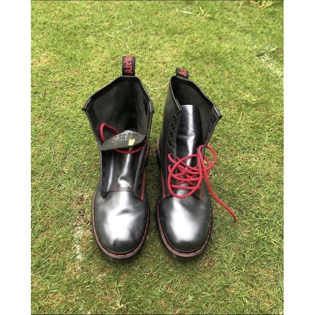 Jual Dokmart 1460 Red Stitch Silver Chrome | Shopee Indonesia