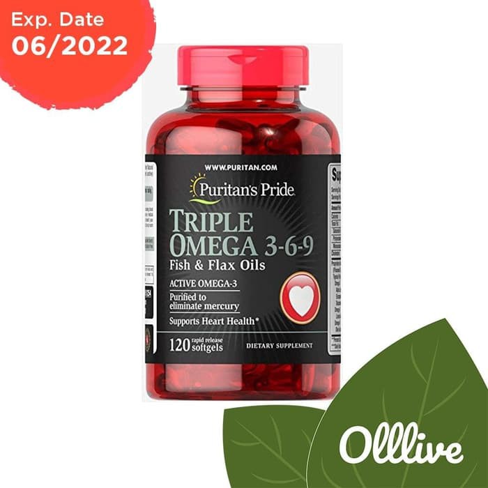 Jual Puritan Pride Triple Omega 369 Fish & Flax Oils |120 Softgels USA ...
