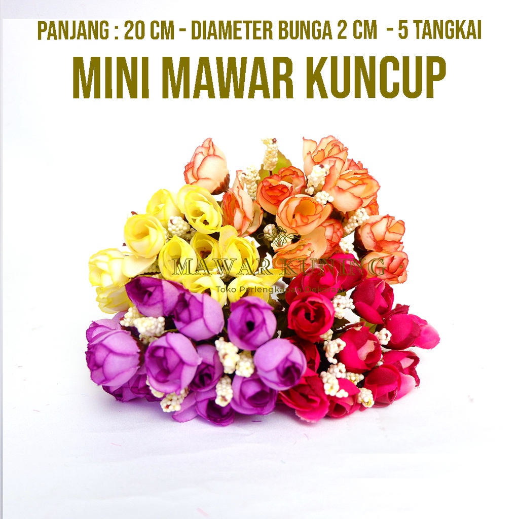 Jual [ 5 Tangkai ] Artifisial Bunga Mawar Mini Kuncup / Artifisial ...