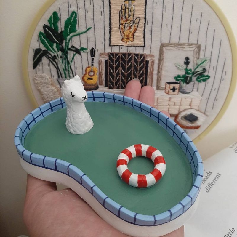 Jual llama in the pool clay trinket dish tempat perhiasan asbak [READY ...