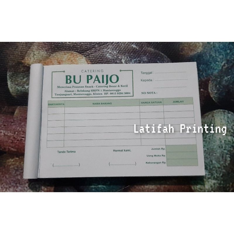 Jual Nota Catering/Nota snack/Nota Pesanan/Nota makanan/Nota 2ply ...