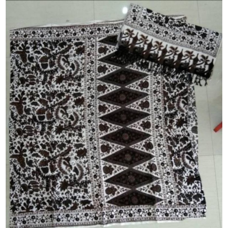 Jual KAIN BATIK TANAH LIEK + Selendang hitam putih | Shopee Indonesia