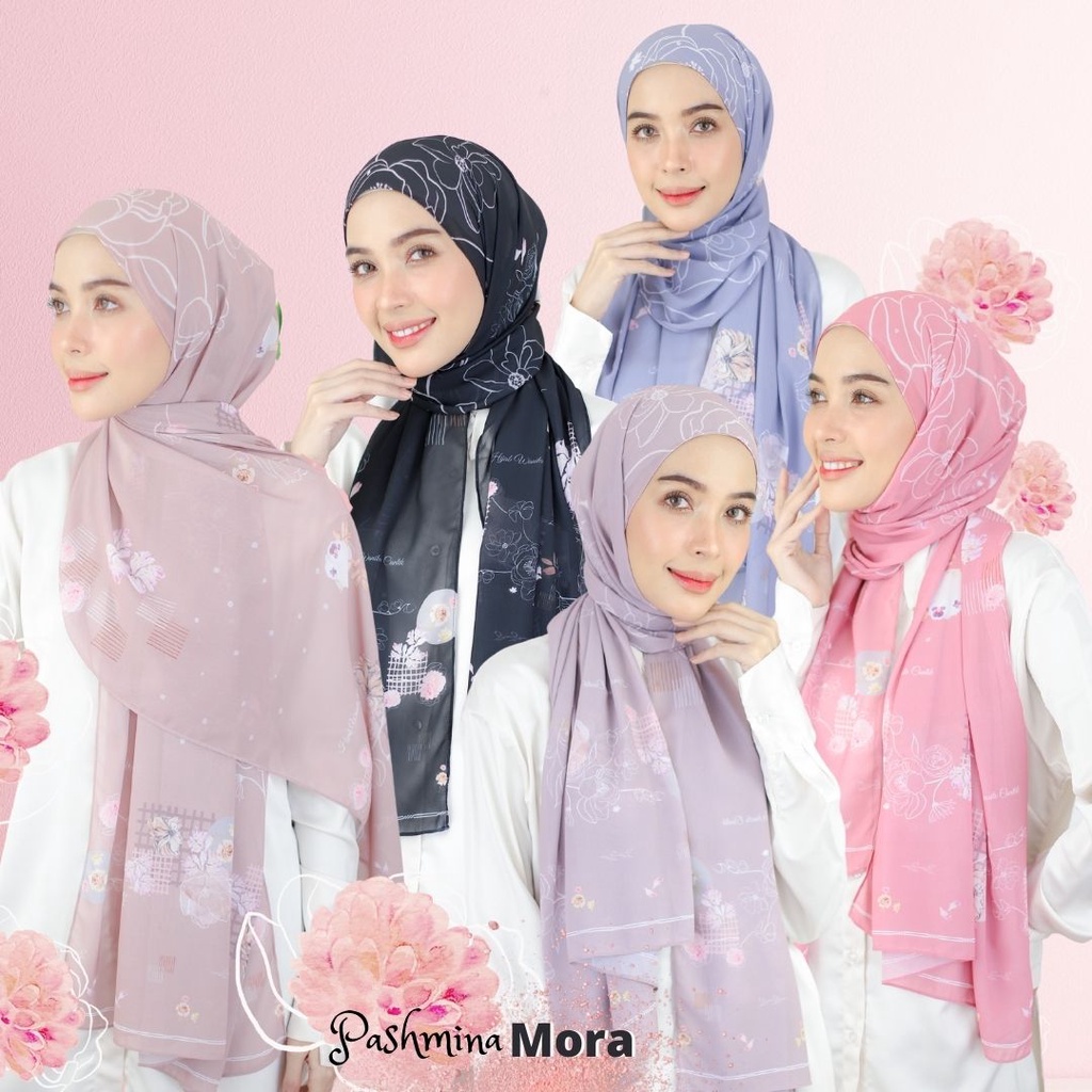 Jual [ BUY 2 GET 1 DIVI ] HIRA - Hijabwanitacantik - Pashmina Mora Series | Hijab printing ...
