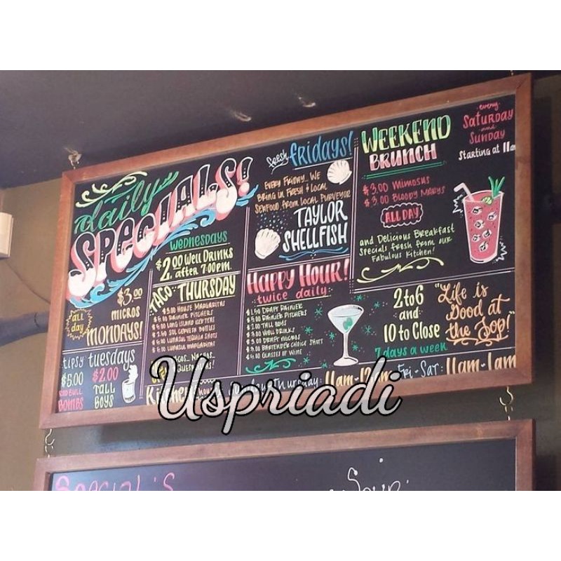 Jual TERMURAH 60 x 120 cm Papan Menu Cafe Resto Papan Tulis Kapur ...