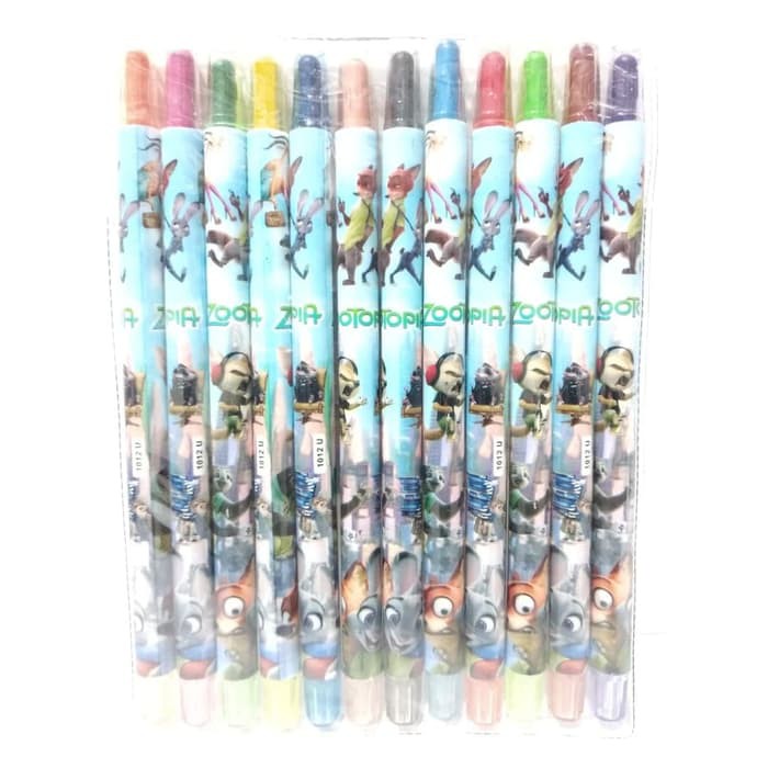 Jual Jual Crayon Putar Isi 12 Karakter Zootopia Mewarnai Anak Perempuan ...