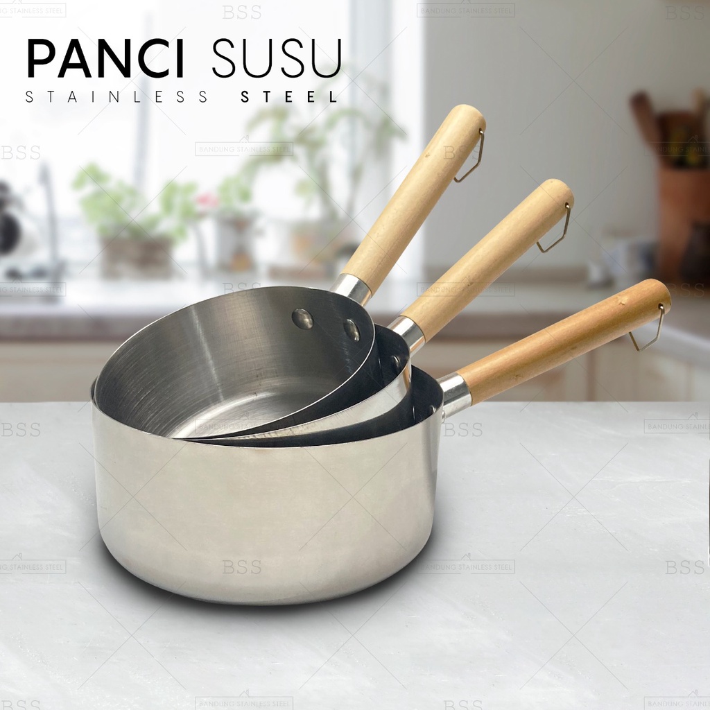Jual Panci susu Milk Pot Pegangan Kayu 14cm 16cm 18cm Stainless Steel ...