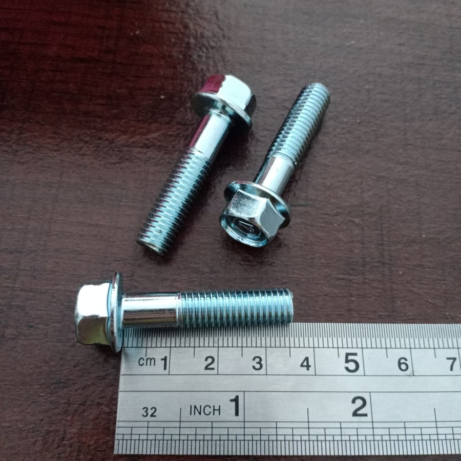 Jual BAUT TOPI / FLANGE BOLT PUTIH M8 X 35MM (KUNCI 12) | Shopee Indonesia